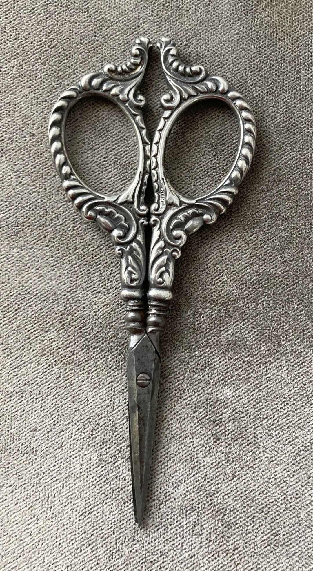 Antique Sterling Silver Embroidery Sewing Scissors, STUNNING Handles, C ...