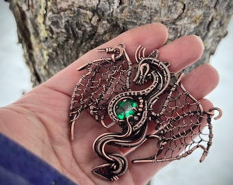 Dragon Copper Pendant,wire Wrapped Dragon, Handmade Dragon,artisan ...