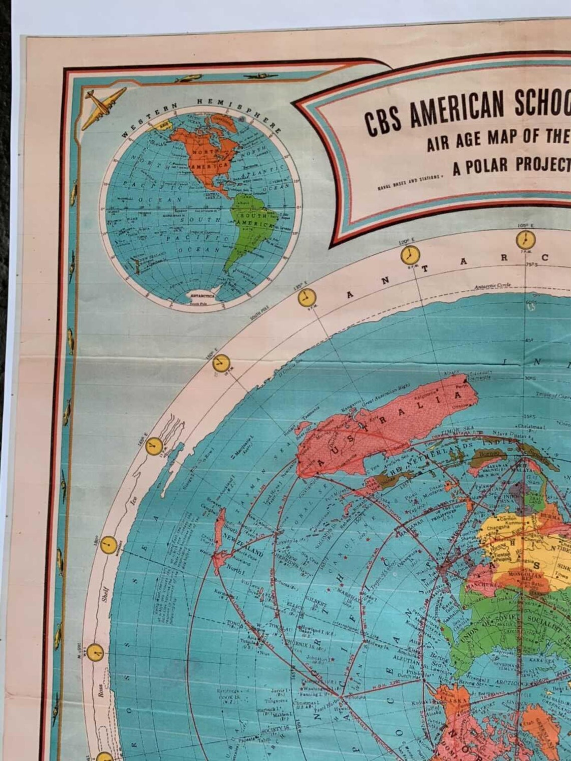 Air Age Map of the World Polar Projection | Etsy