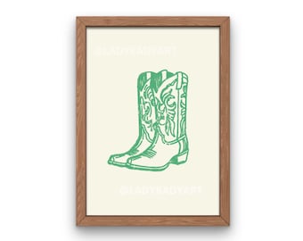 Floral Cowboy Boot Print - Etsy