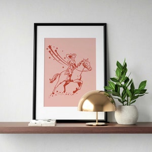 Pink Stars Retro Cowgirl Poster, Cowgirl Horse Print, PRINTABLE Western ...