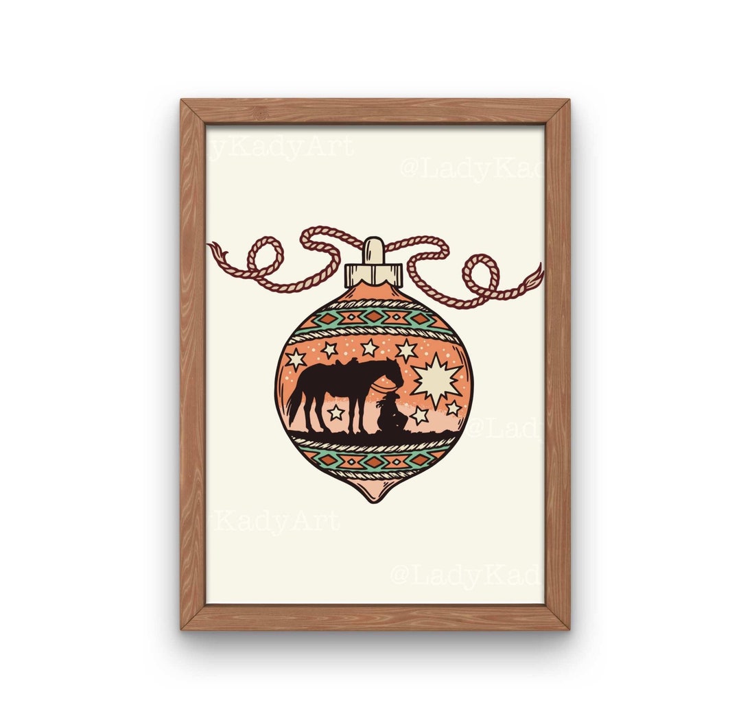 Christmas Cowboy Print, Western Christmas Decor, Christmas Wall Art ...