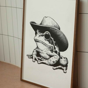 Cowboy Frog Art Print, Western PRINTABLE, Vintage Western Decor ...
