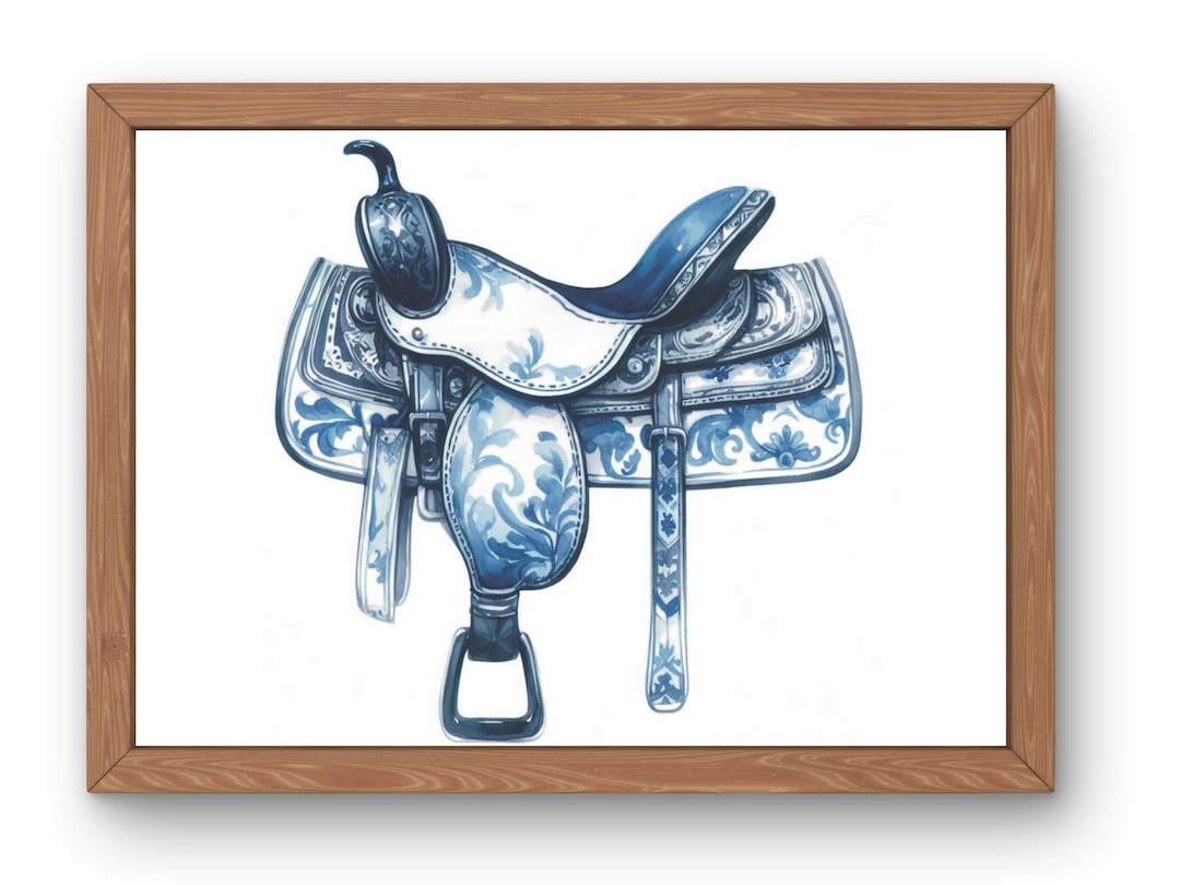 Chinoiserie Horse Saddle Art Print, Watercolor Saddle, Vintage Western ...