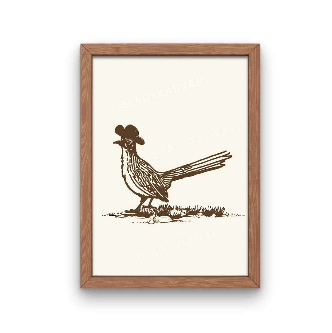 Cowboy Roadrunner Print, Western PRINTABLE, Vintage Western Decor ...
