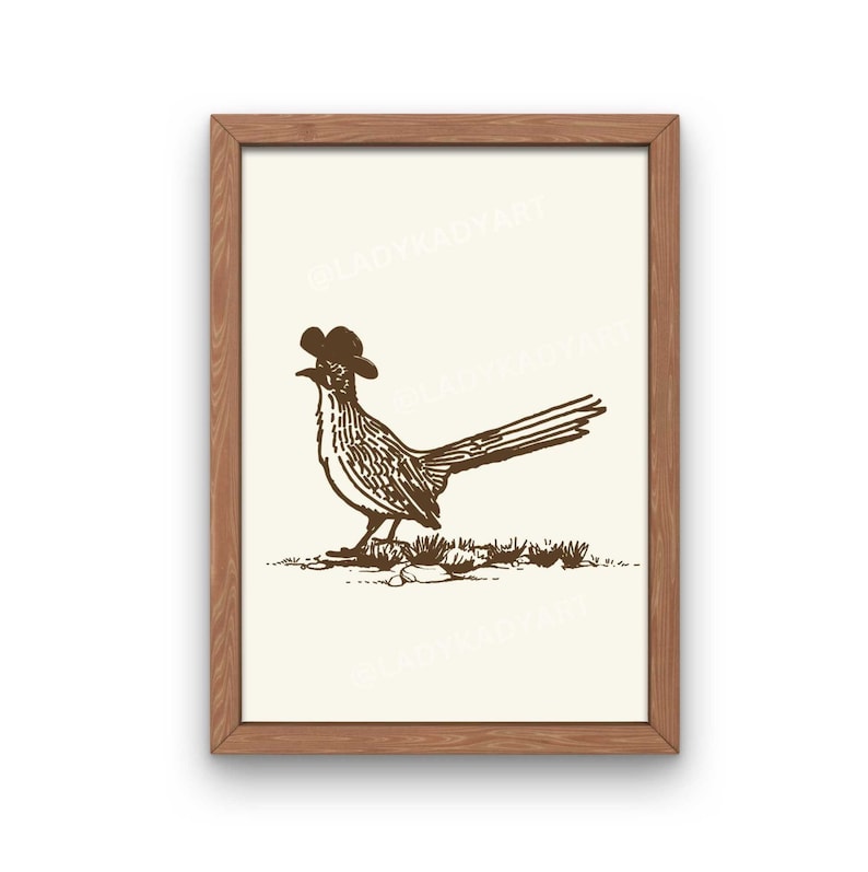 Cowboy Roadrunner Print Western PRINTABLE Vintage Western - Etsy