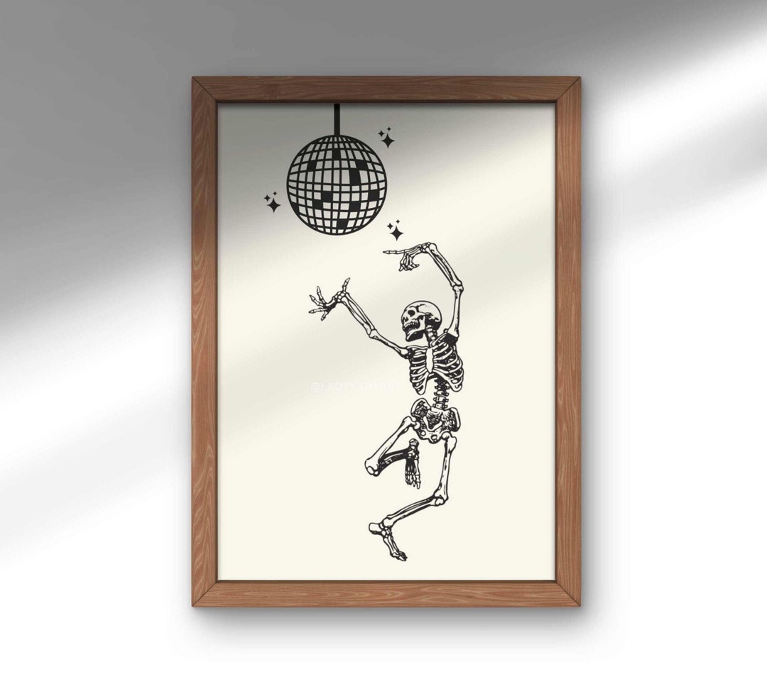 Dancing Disco Skeleton Art, Trendy Wall Art, PRINTABLE Wall Art Print ...