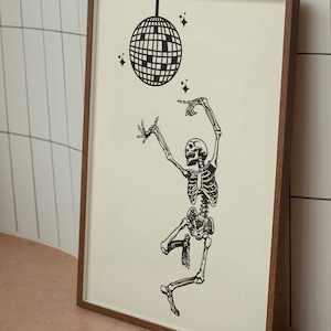 Dancing Skeleton Disco Ball Art Print: Trendy Wall Decor (digital ...
