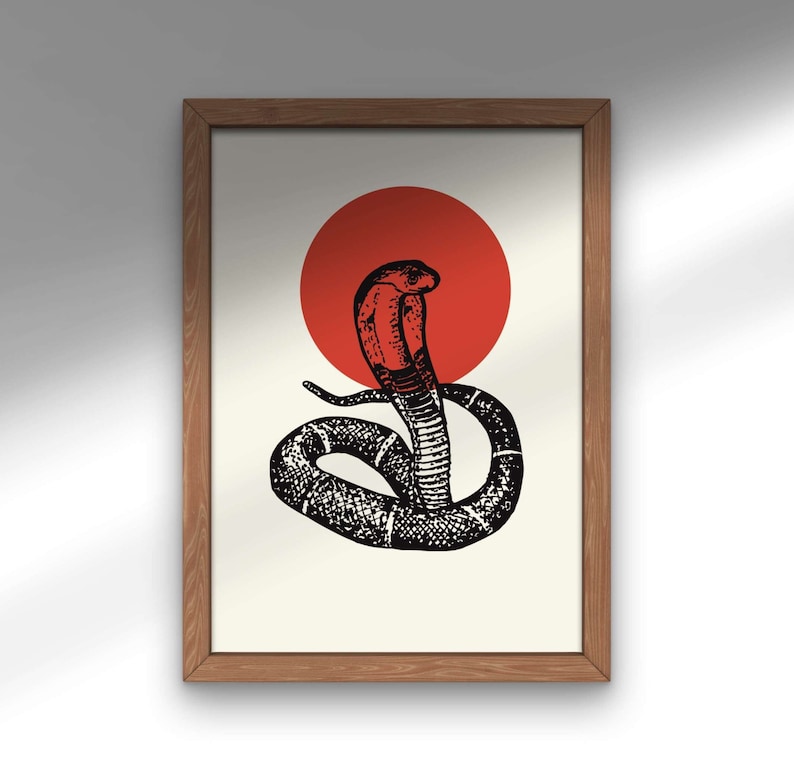 Cobra Snake Illustration, PRINTABLE Snake Wall Art, Snake Illustration ...