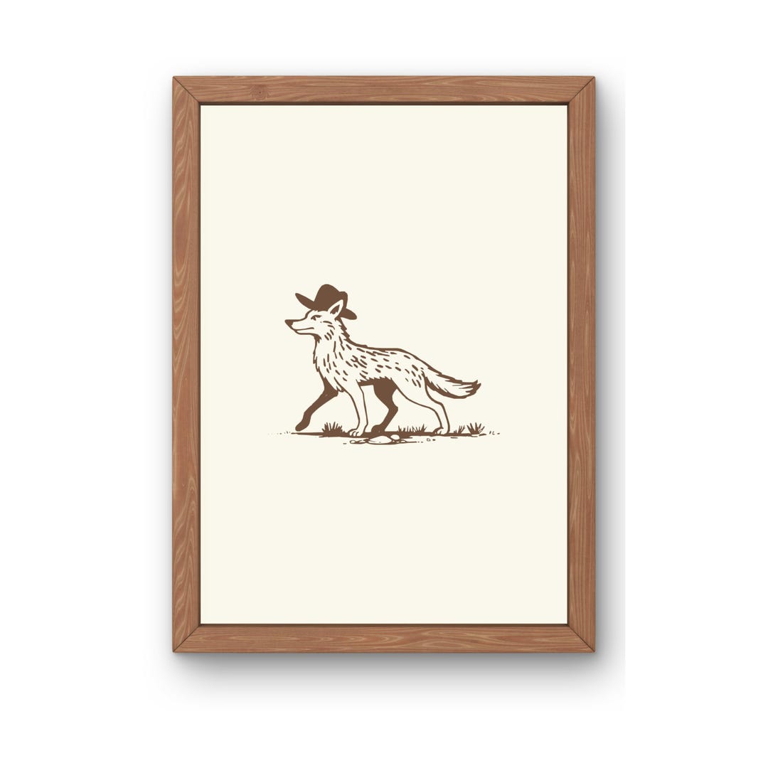 Cowboy Desert Coyote Art Print: Southwestern Desert Decor (digital ...