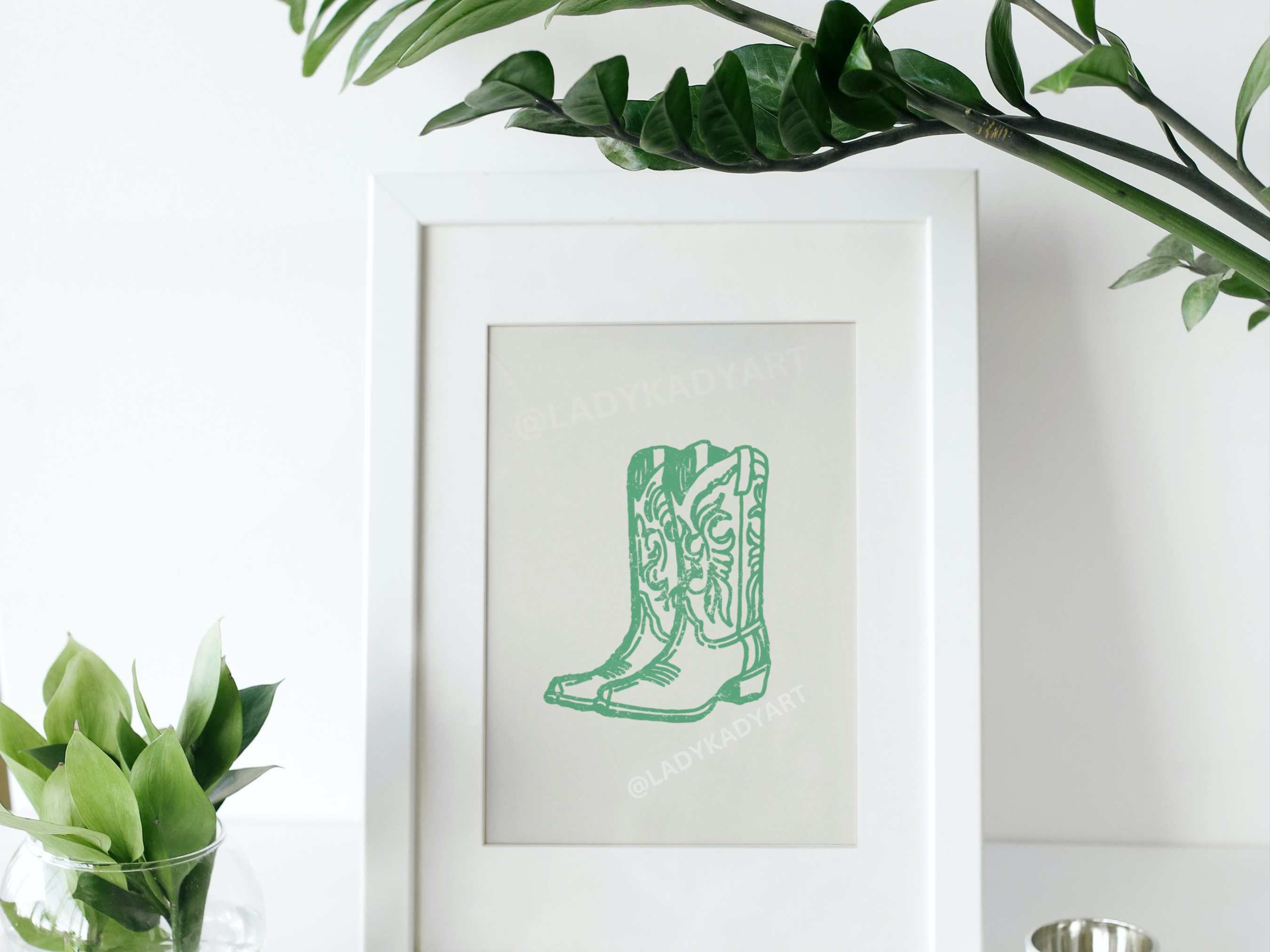 Green Distressed Cowboy Boot Art PRINTABLE Western Art - Etsy