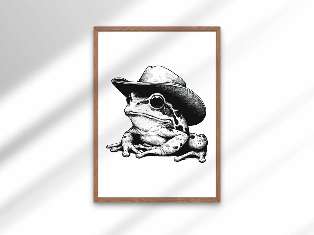 Cowboy Frog Art Print, Western PRINTABLE, Vintage Western Decor ...