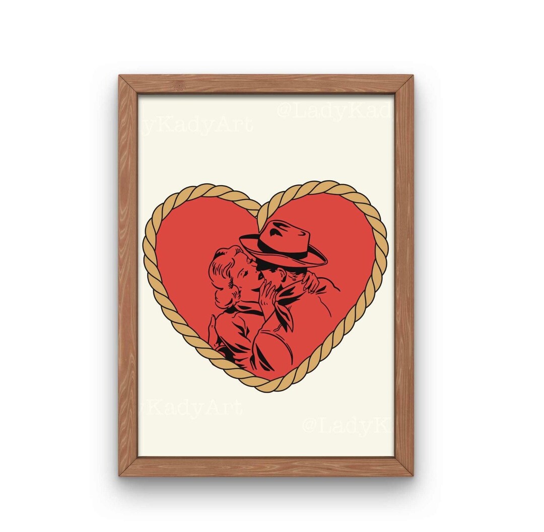 Western Romance Art Print, Printable Wall Art, Western Cowboy Art Print ...