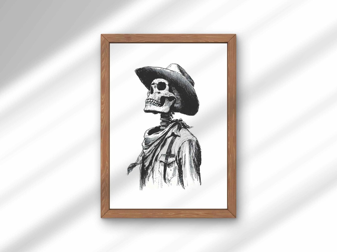 Skeleton Cowboy Print, Western PRINTABLE, Cowboy Print, Vintage Western ...