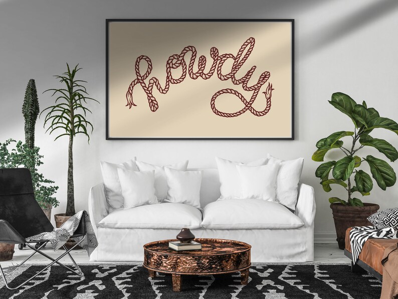 Howdy Wall Art Western Rope Wall Art Howdy Typography - Etsy
