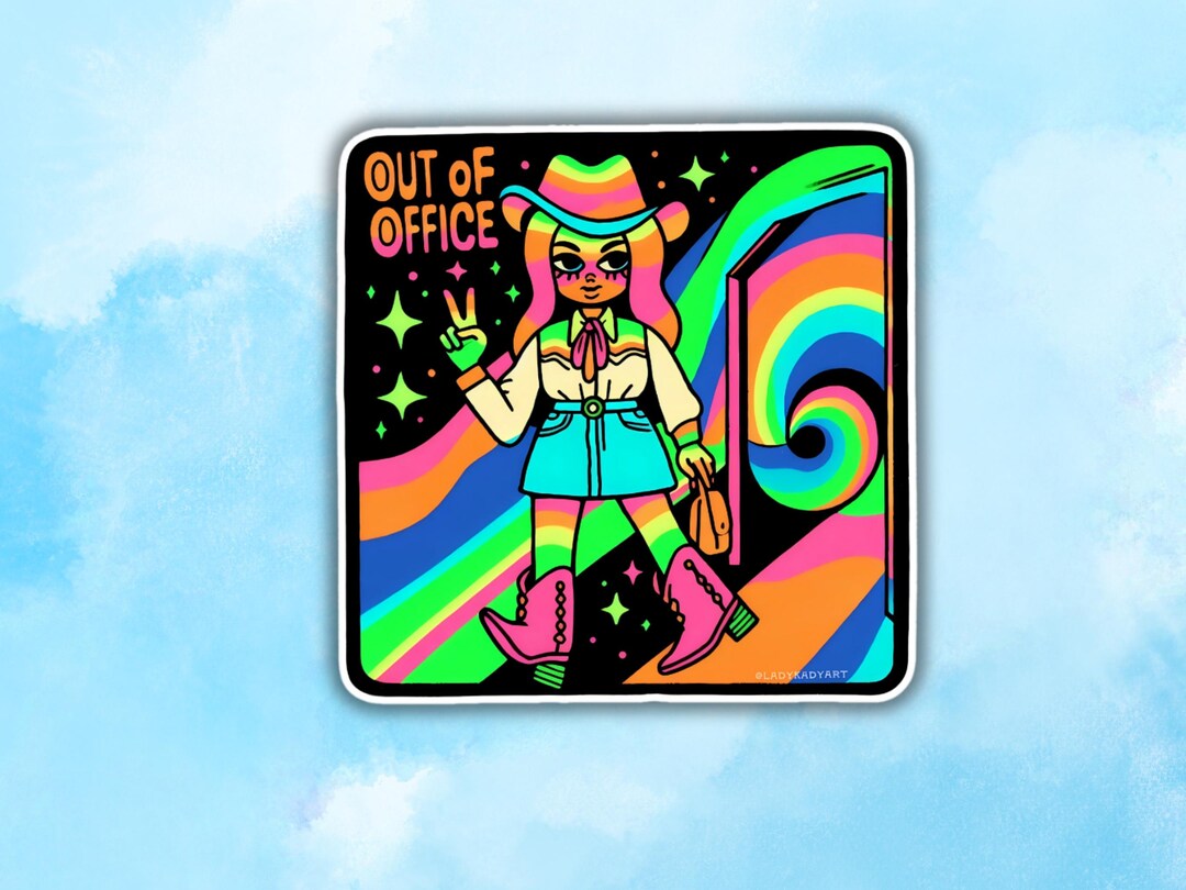 Out of Office Sticker, Cosmic Cowgirl Sticker, Space Cowgirl, Trippy ...