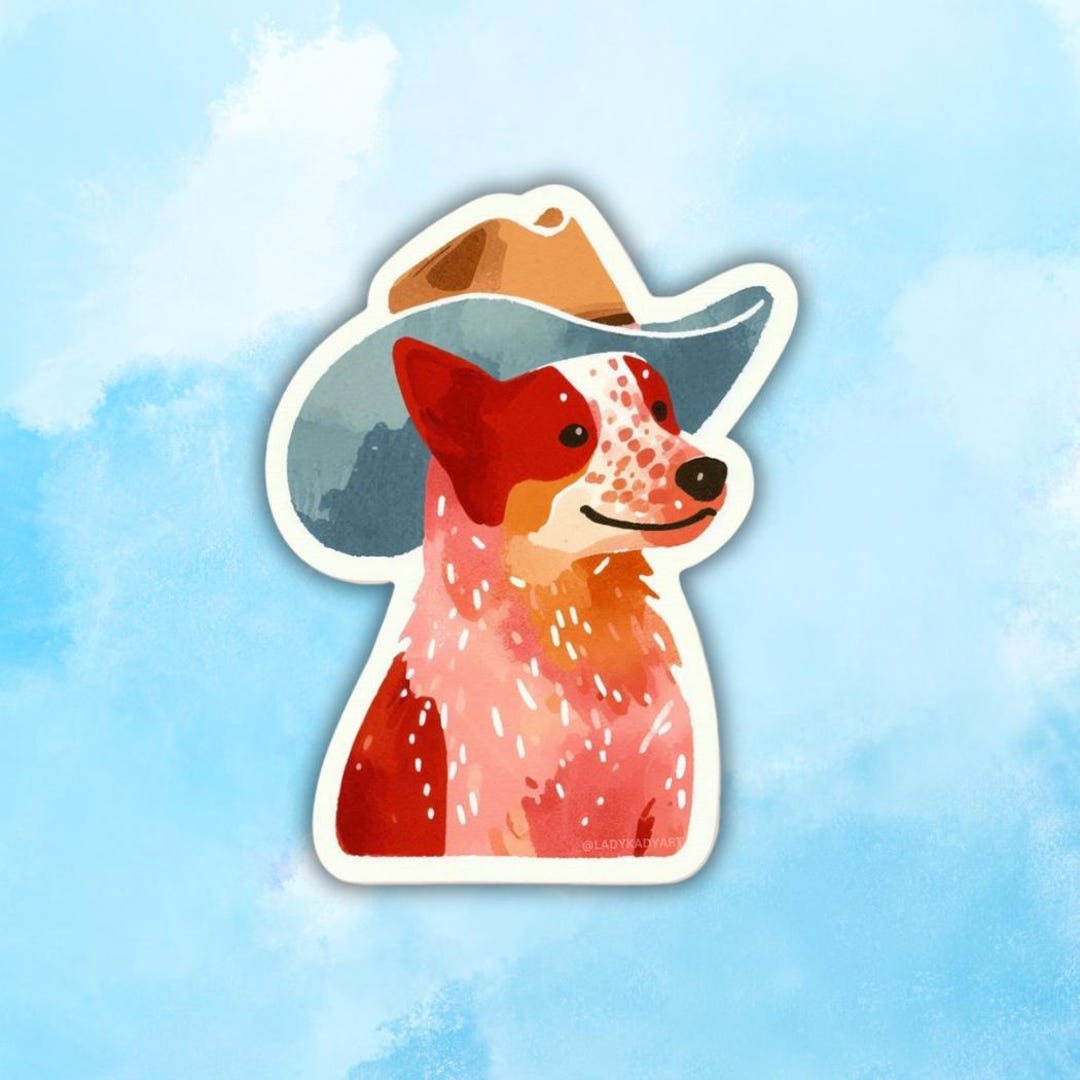 Red Heeler Sticker, Australian Cattle Dog Sticker, Cowdog Art, Dogs in ...