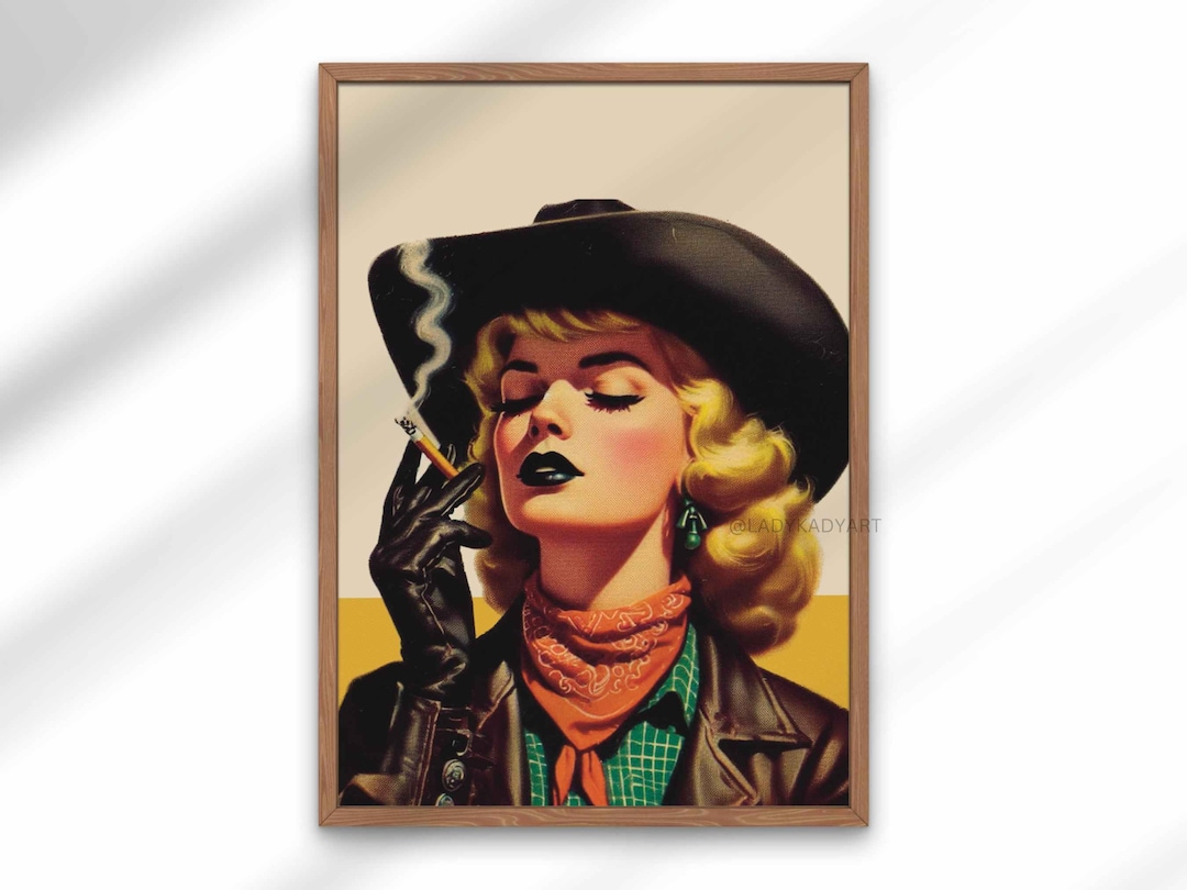Retro Emo Cowgirl Art Print: Y'allternative Western Decor - Etsy