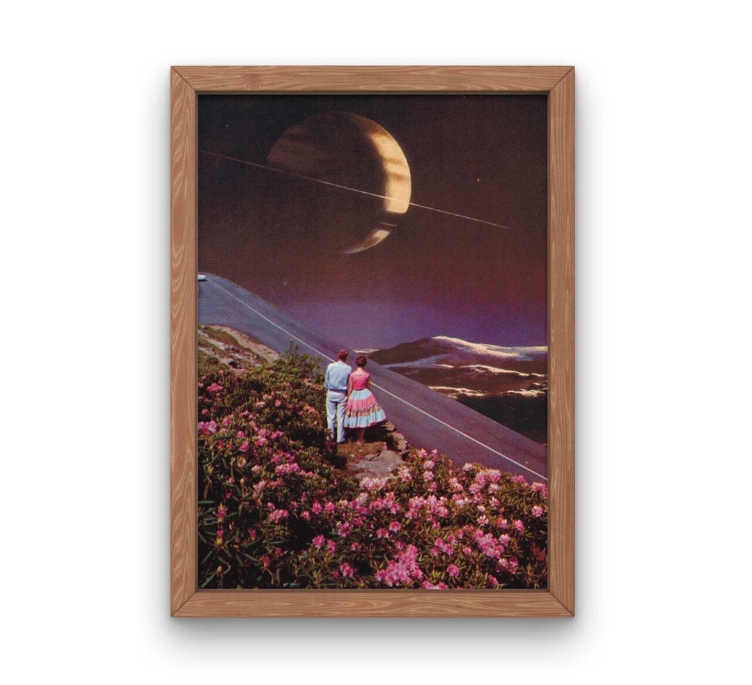 Surreal Space Collage Art Print: Retro Romantic Wall Decor - Etsy