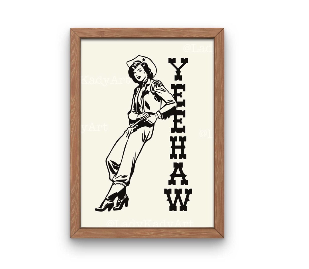 Yeehaw Printable Poster, Retro Cowgirl Art, Printable Wall Art, Western ...