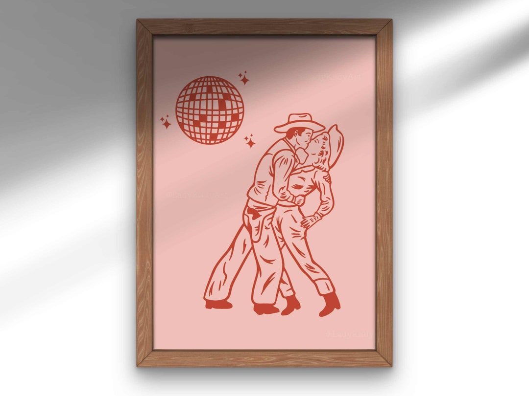 Retro Disco Cowgirl Print: Pink Western Art (digital Download) - Etsy