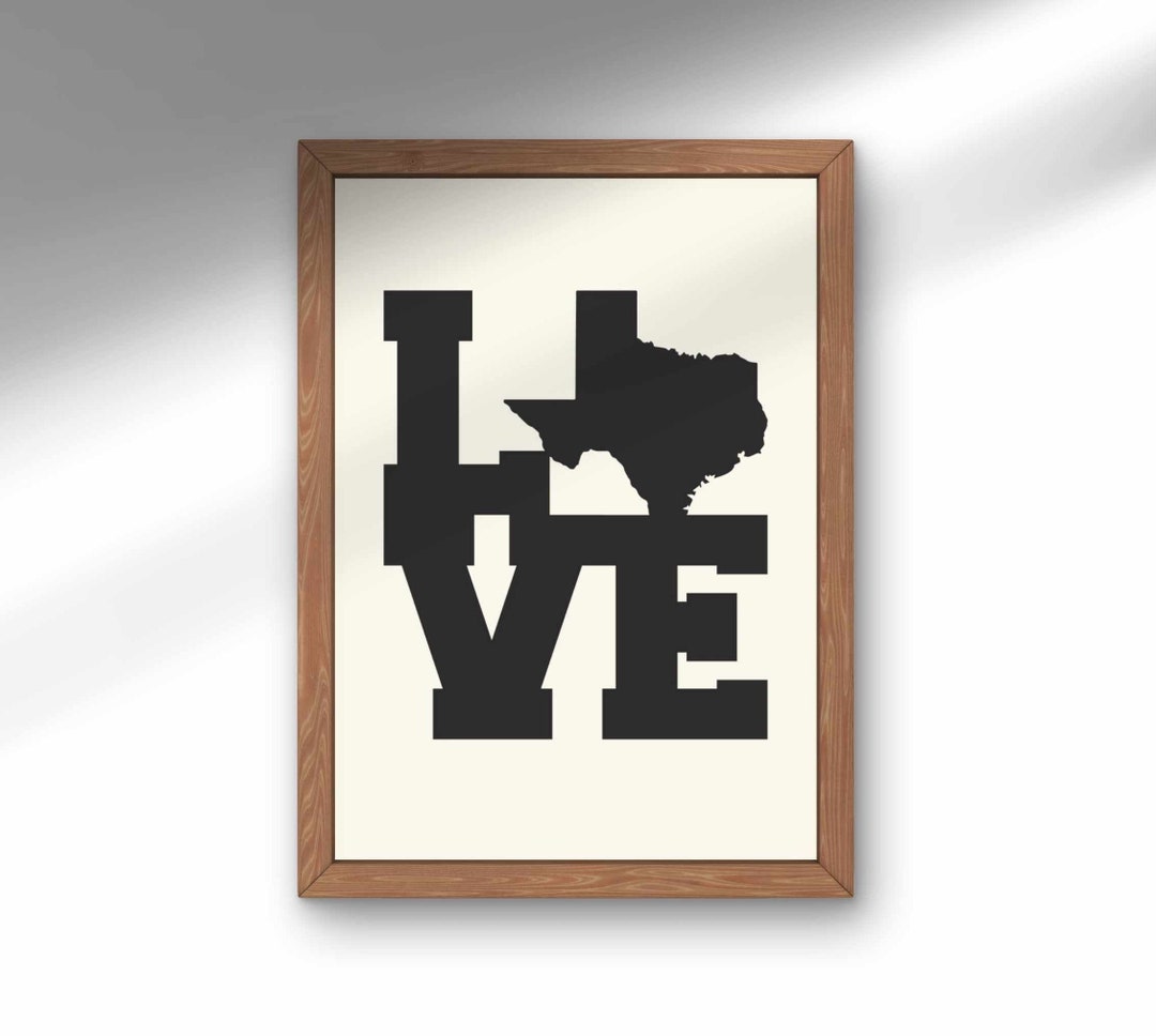 Love Texas Art Print, PRINTABLE Texas State Art, Western Wall Decor ...