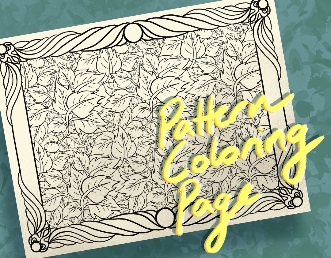 Leafy Repeating Pattern Coloring Page for Mindfulness and Relaxation - Etsy