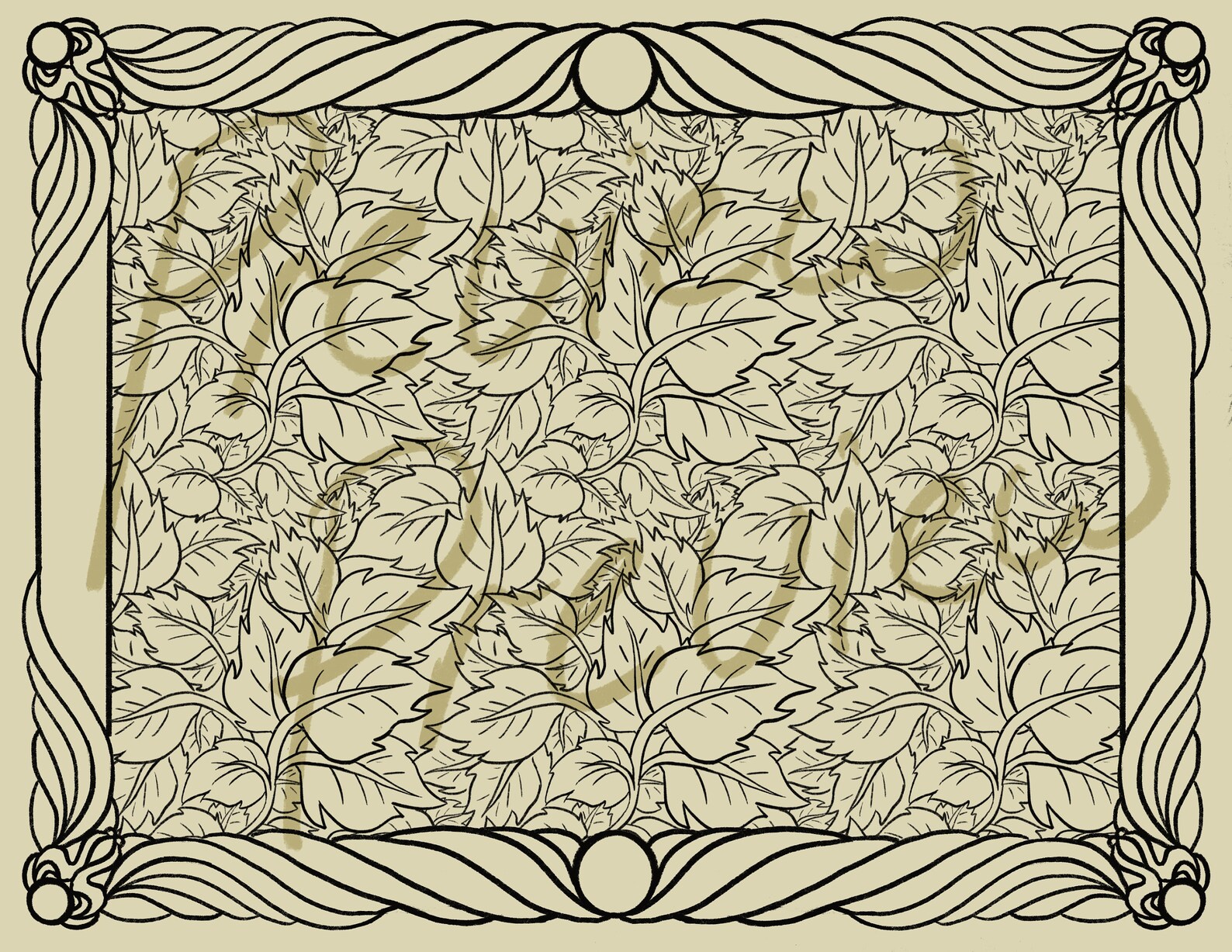 Leafy Repeating Pattern Coloring Page for Mindfulness and - Etsy