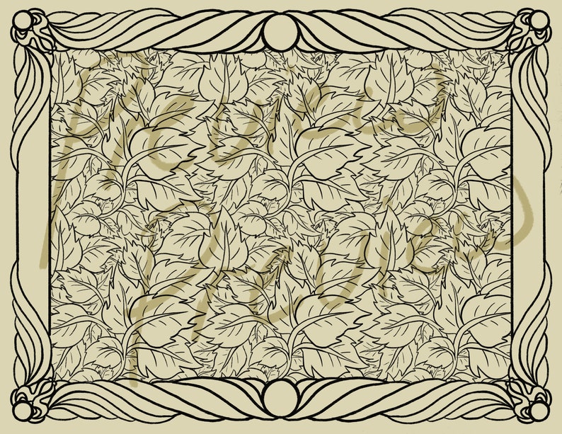 Leafy Repeating Pattern Coloring Page for Mindfulness and - Etsy
