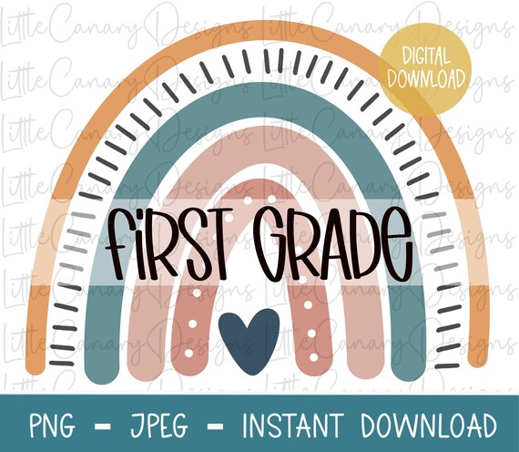 First Grade Rainbow PNG Sublimation Design Back to School | Etsy