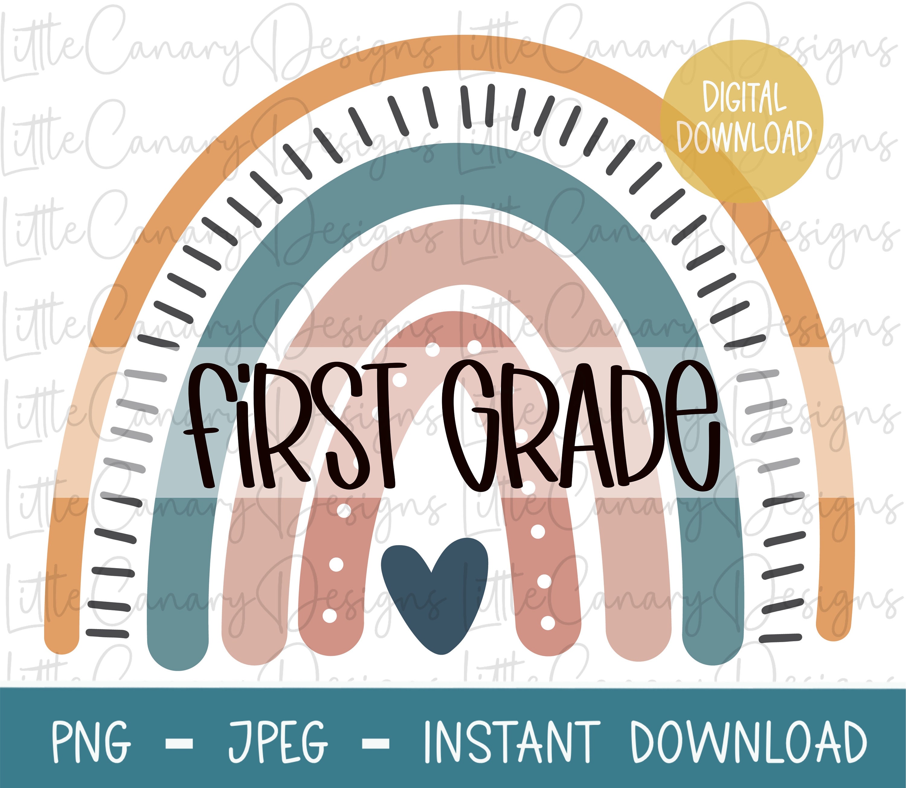 First Grade Rainbow PNG Sublimation Design, Back to School Design ...