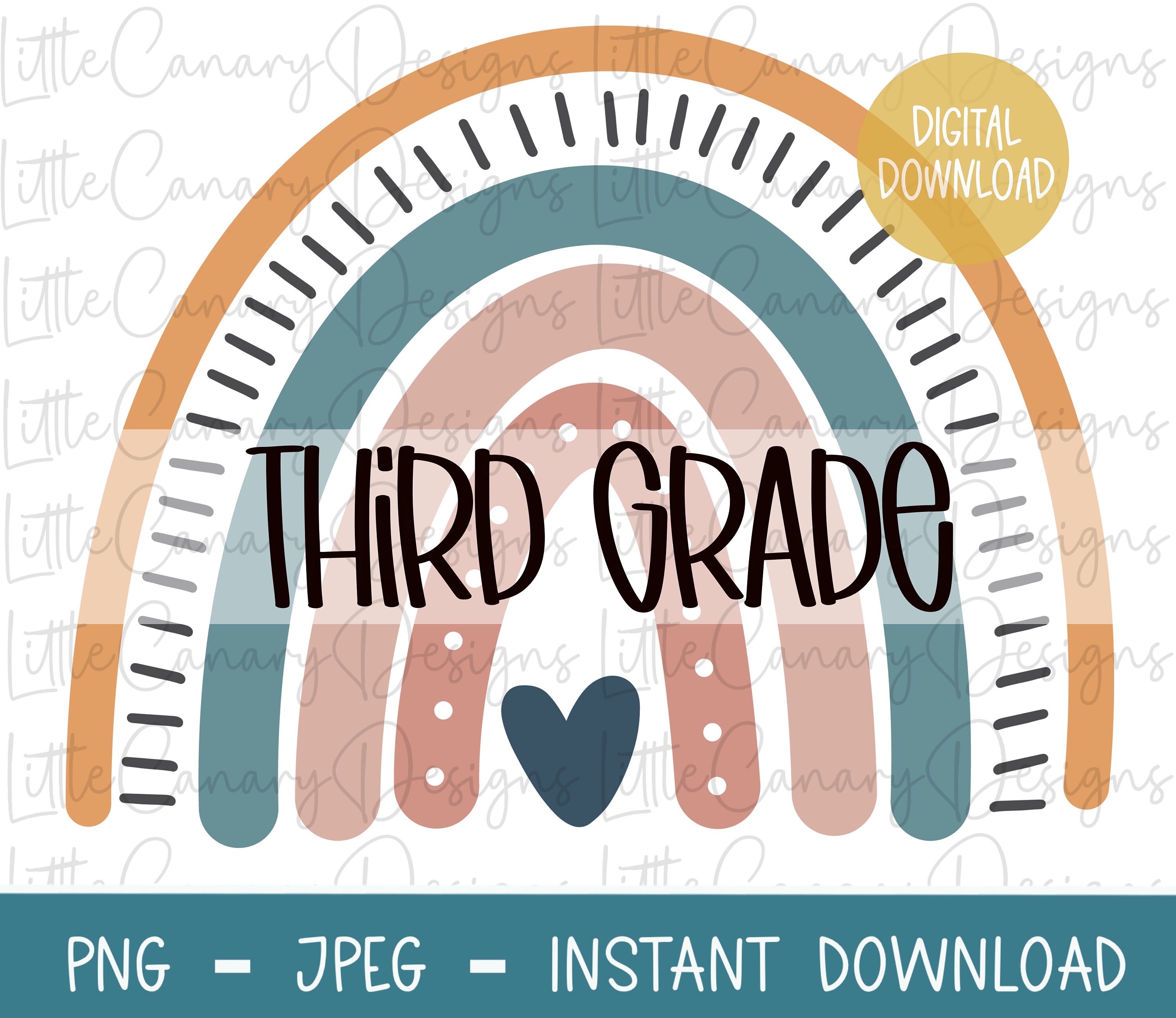 Third Grade Rainbow PNG Sublimation Design Back to School - Etsy