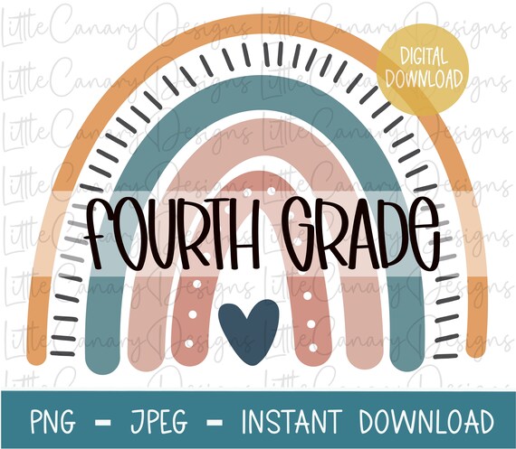 Fourth Grade Rainbow PNG Sublimation Design Back to School - Etsy
