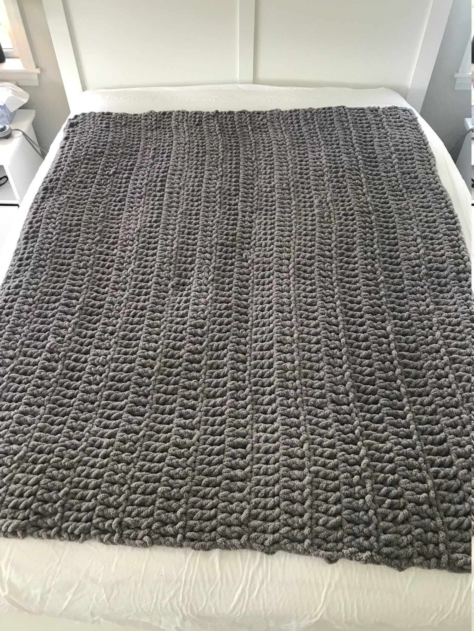 Thick, Soft Gray Crochet Blanket - Etsy