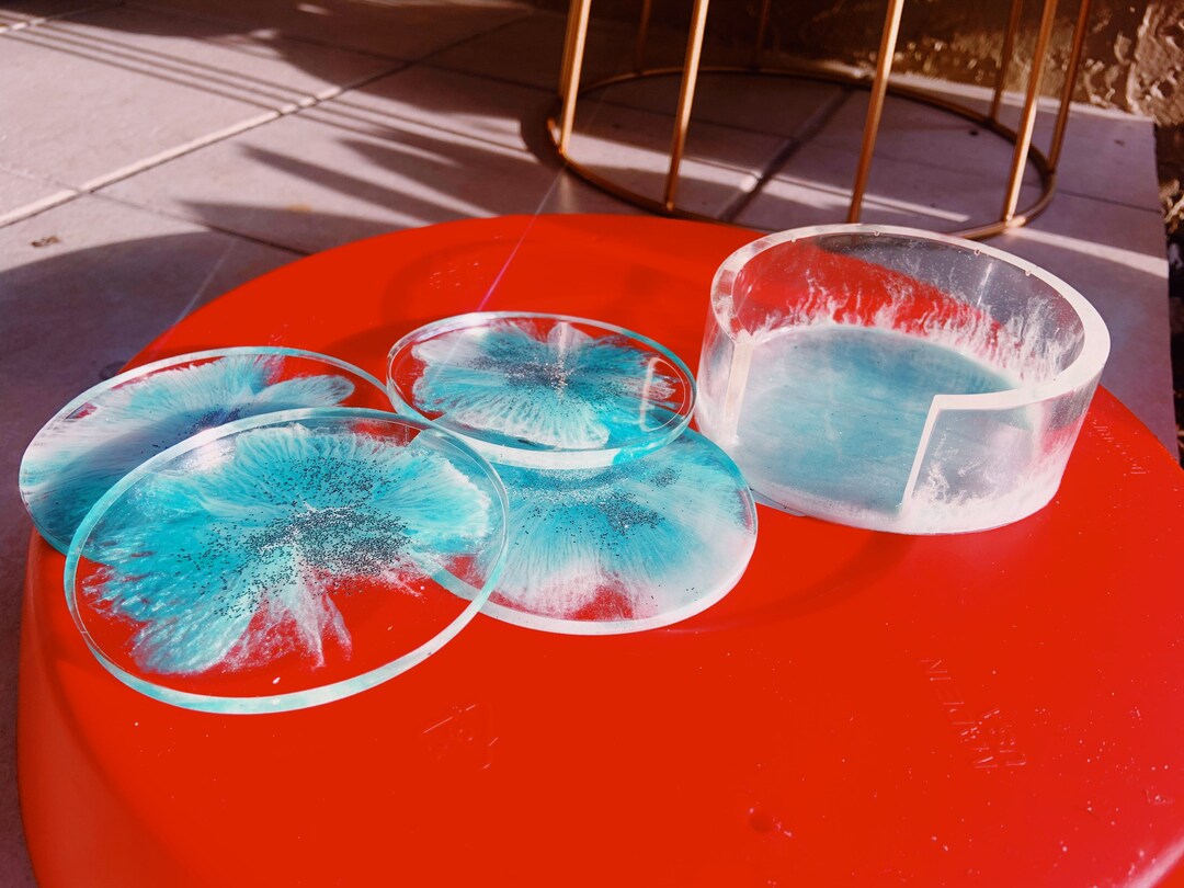 Baby Blue/white Handmade Resin Coaster - Etsy UK