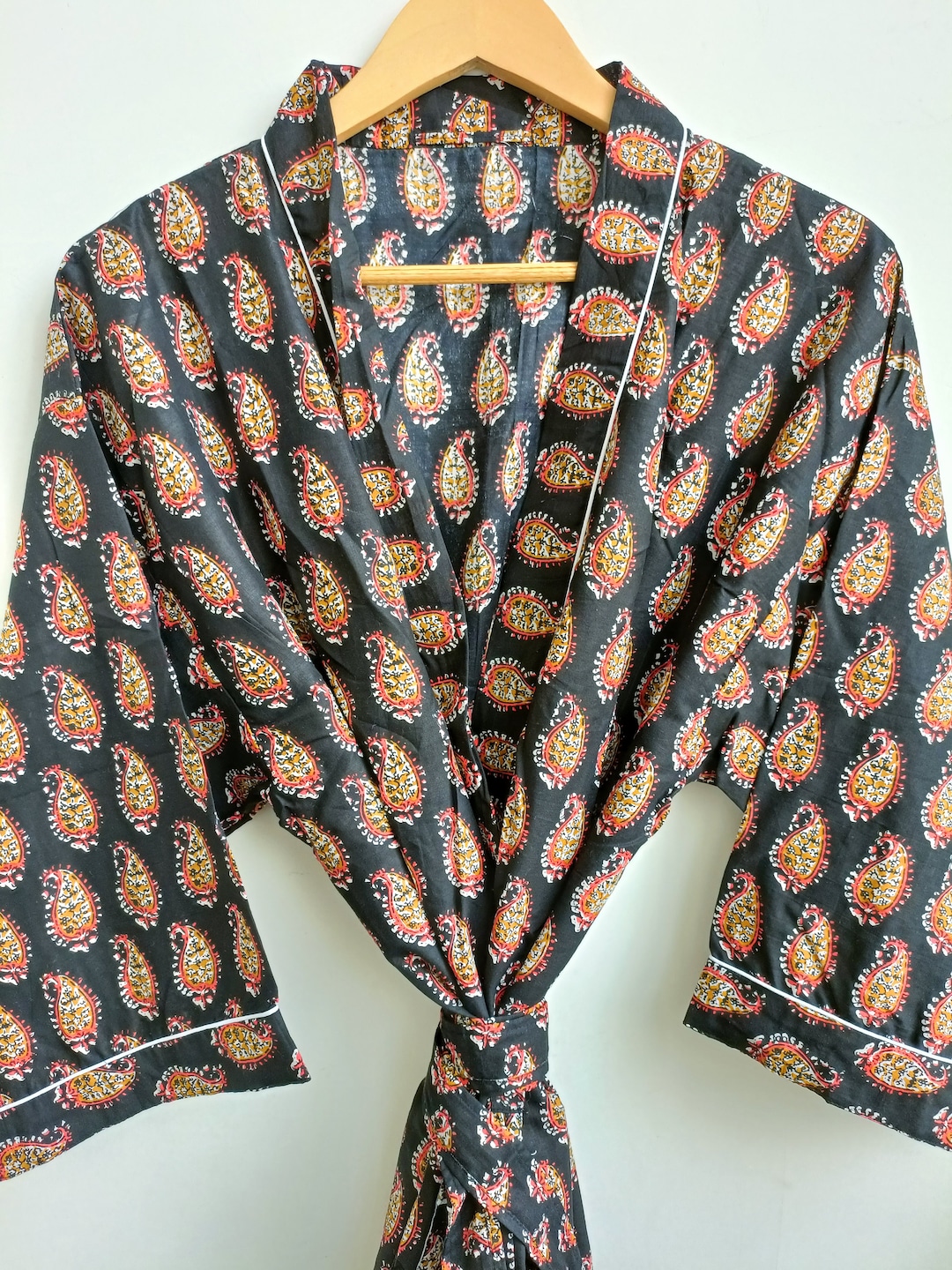 Floral Printed Cotton Kimono Robe, Block Print Dress, Bath Robe ...