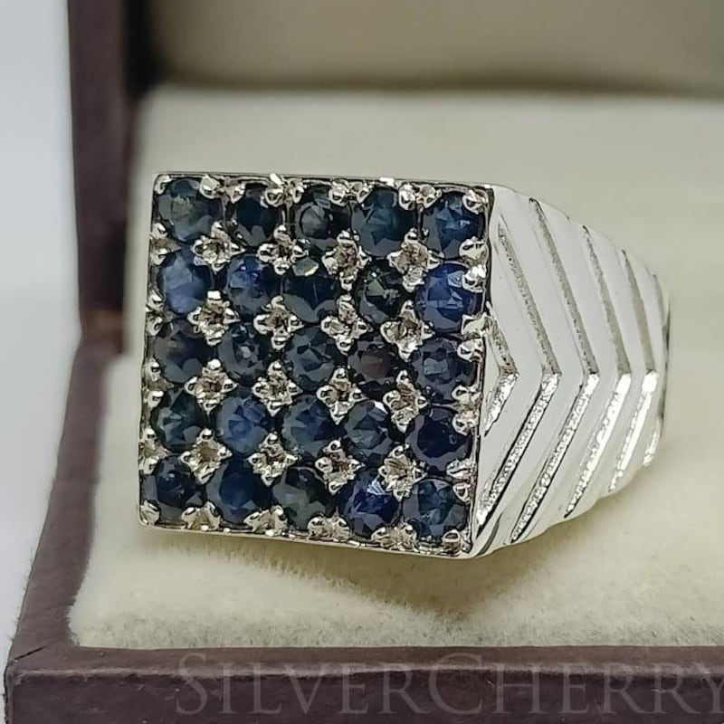 Blue Gems Men Rings - Etsy