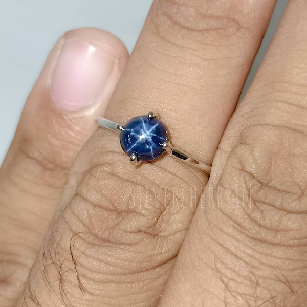 Blue Star Sapphire Ring (You'll Enjoy) - Etsy