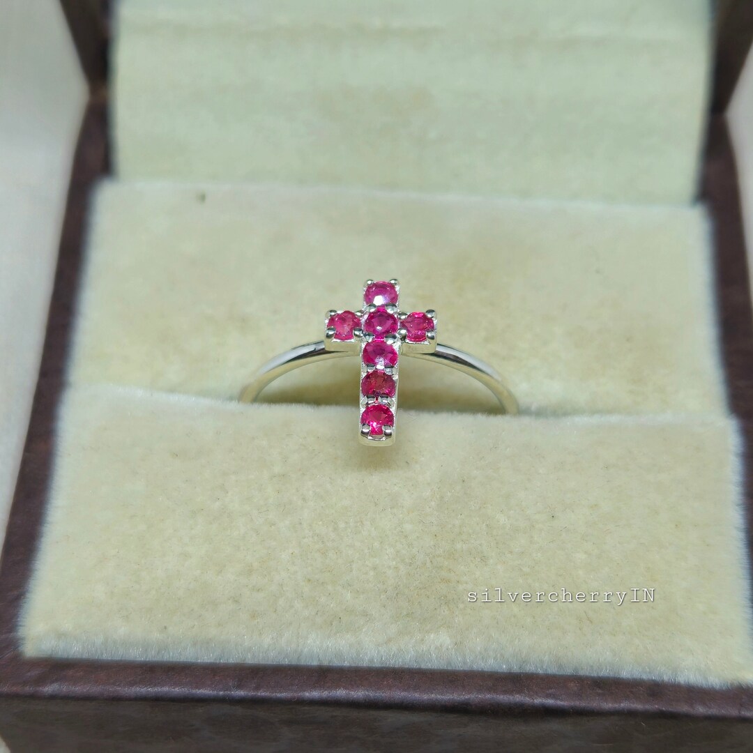 Handmade Ruby Cross Ring: 925 Sterling Silver July Birthstone - Etsy