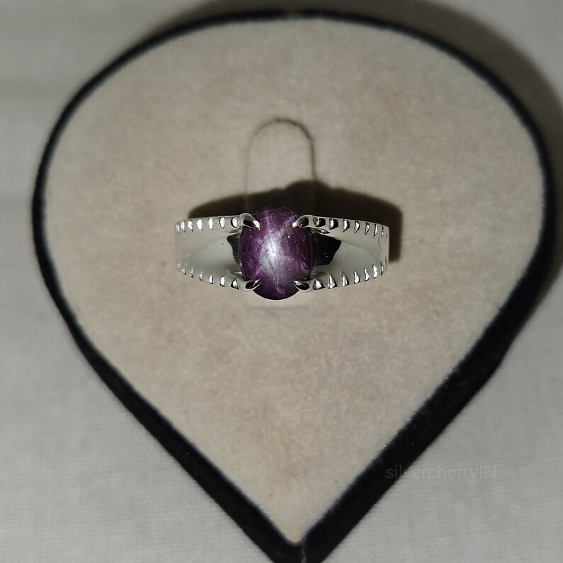 Men's Star Ruby Ring: Sterling Silver Natural Gemstone, Birthday Gift ...