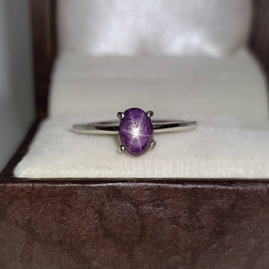 Natural Star Ruby Ring: Sterling Silver July Birthstone - Etsy