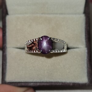 Men's Star Ruby Ring: Sterling Silver Natural Gemstone, Birthday Gift ...