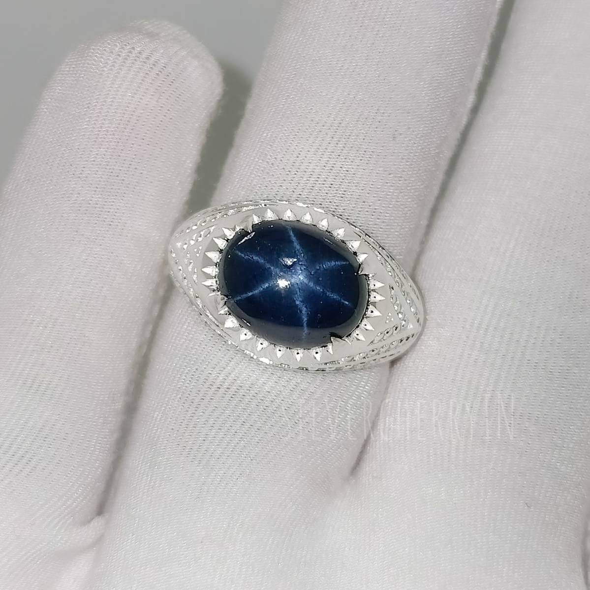 Genuine Blue Star Sapphire Men's Ring Blue Star Sapphire - Etsy