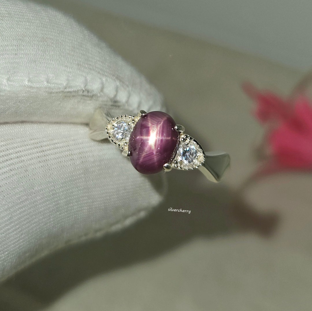 Genuine Ruby Star Ring, Antique Jewelry Ring, Red Gemstone Ring, 14k Gold Ring, Vintage Star ...