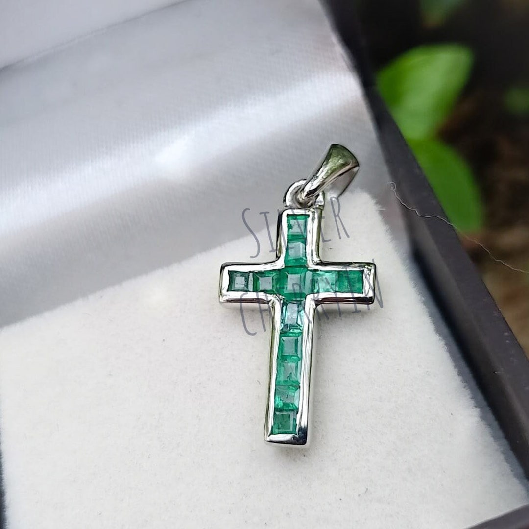 Natural Gemstone Holy Cross Pendant: Sterling Silver Religious Jewelry ...