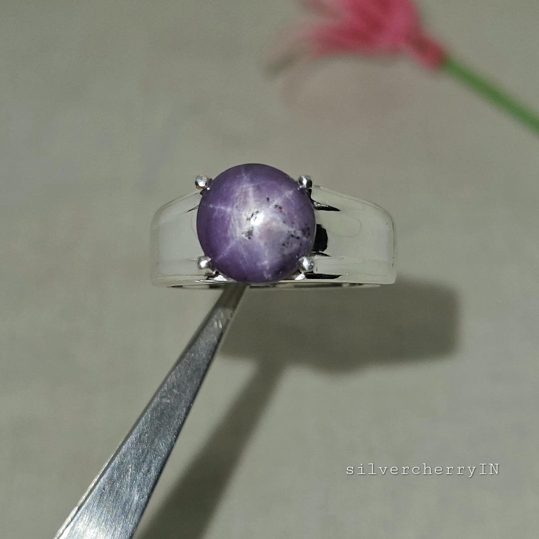 Men's 100% Genuine Star Ruby Ring, Blue Star Sapphire , 6 Rays Star ...