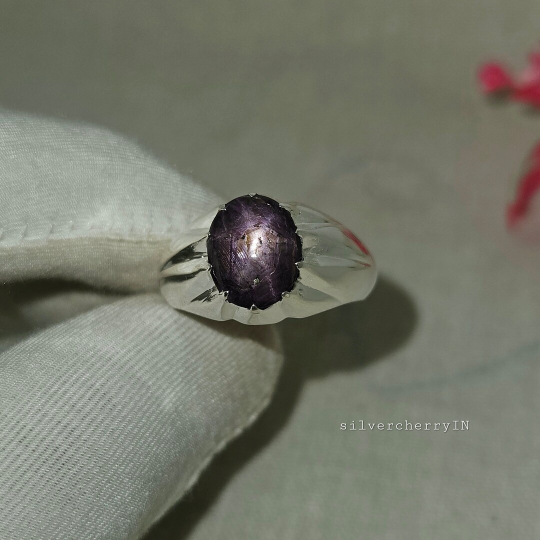 Genuine Star Ruby Men Ring, 6 Rays Star Ruby Ring, 925 Sterling Silver ...