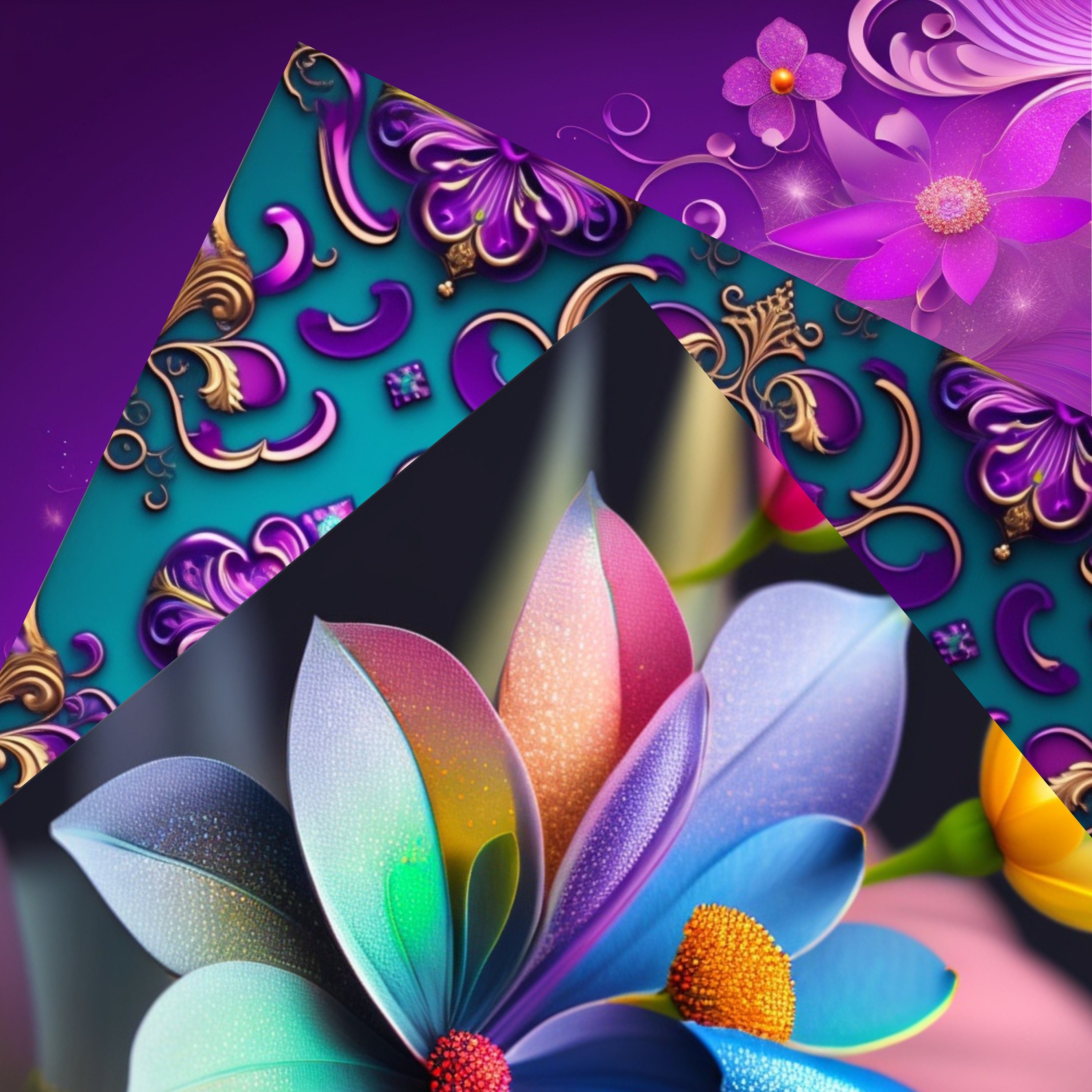 Fantasy Florals Digital Scrapbook Paper - Etsy