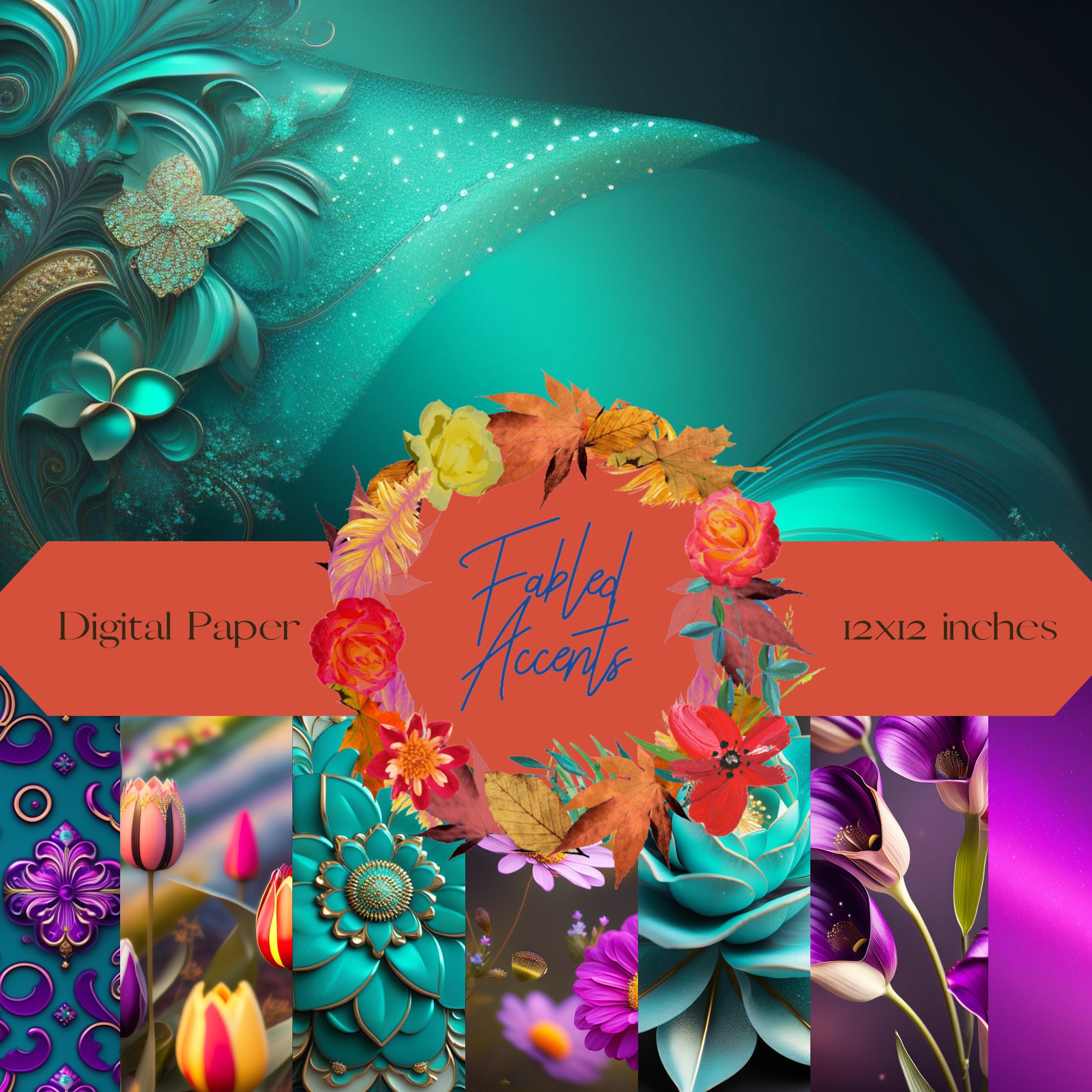 Fantasy Florals Digital Scrapbook Paper - Etsy