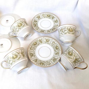 Sango China Savannah Gold Set of Coffee/tea Cup/saucer Porcelain Green ...